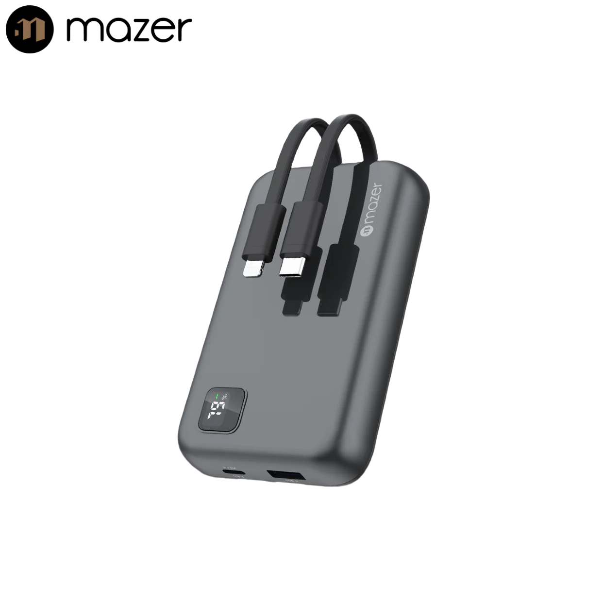 Mazer PowerCharge Link 10,000mAh (Built-in Lightning & USB C Cables ...